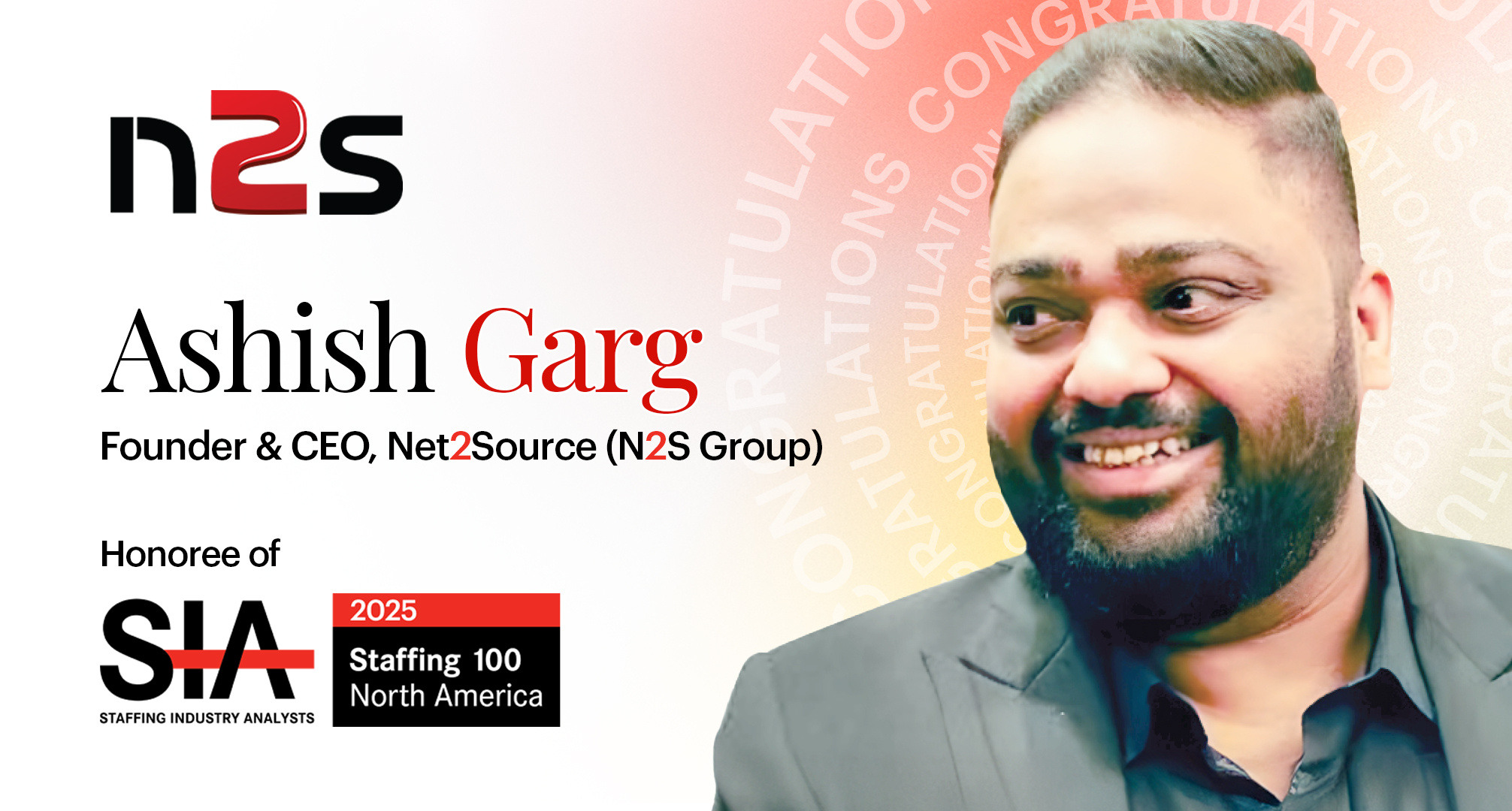 Ashish Garg Featured in SIA Staffing 100 North America 2025 | Net2Source